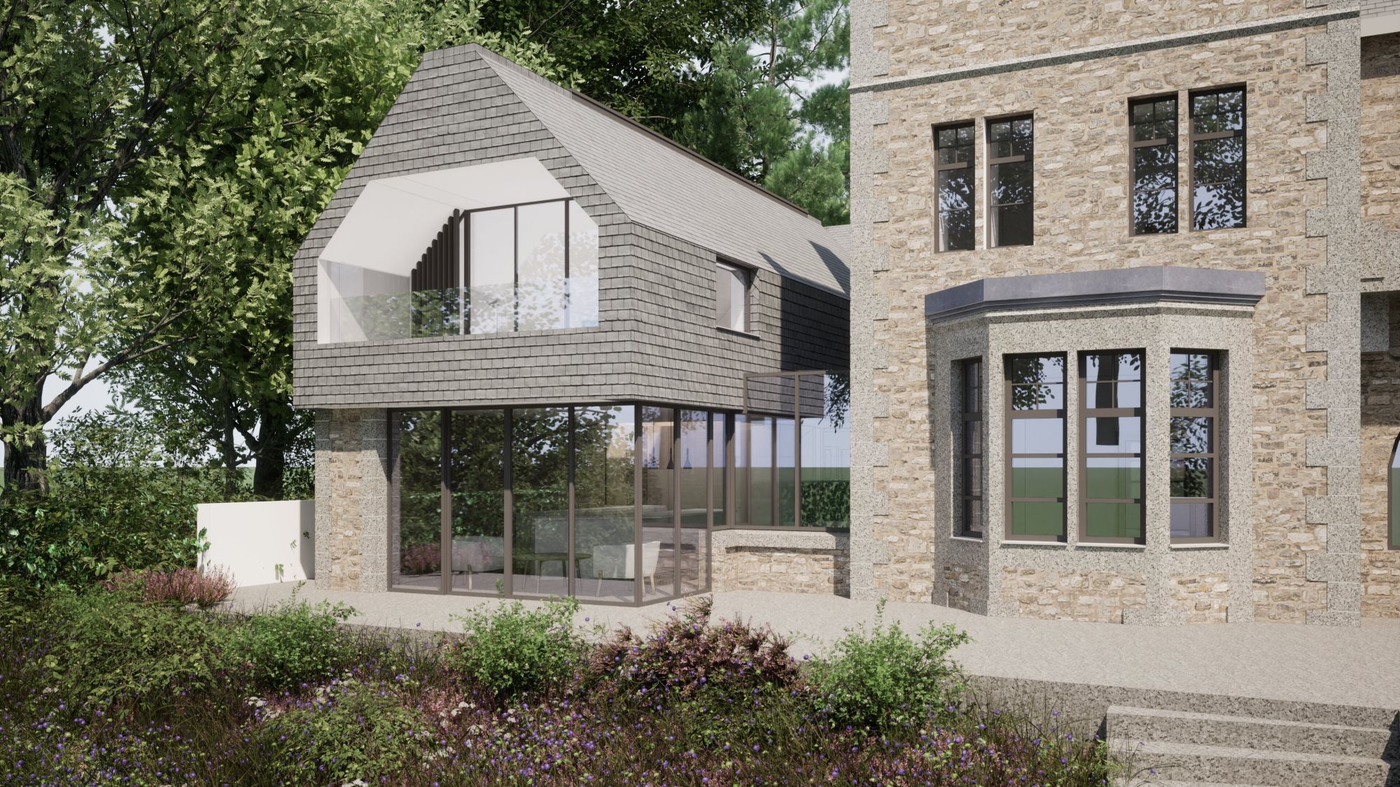 Planning permission achieved for slate-wrapped house extension to ...
